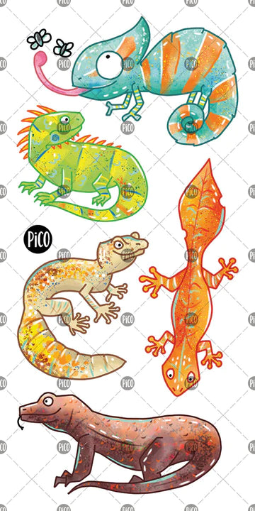 KIDS TATTOOS SMILING LIZARDS – tag-along-toys